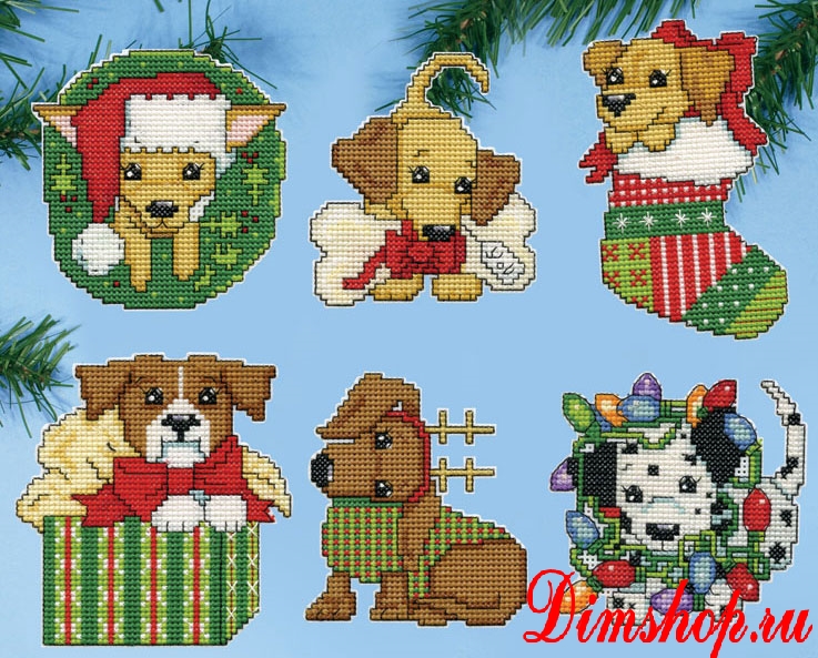 Набор для вышивания Design Works 5920 Christmas Pups